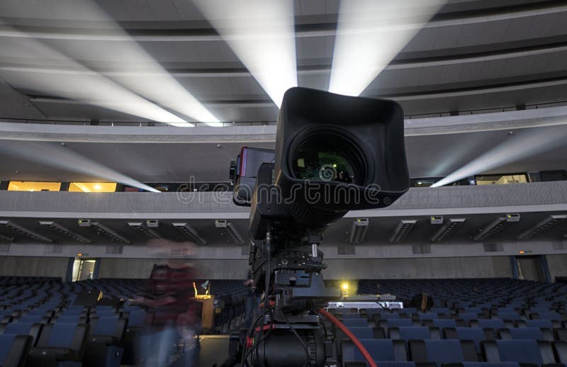 Digital TV Camera in the Concert Hall Stock Image - Image of connection ...