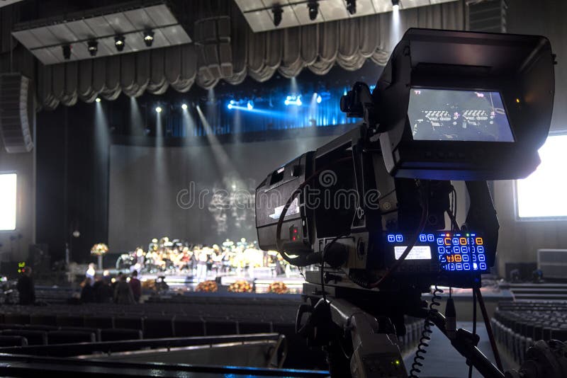 Digital TV Camera in the Concert Hall Stock Image - Image of display ...