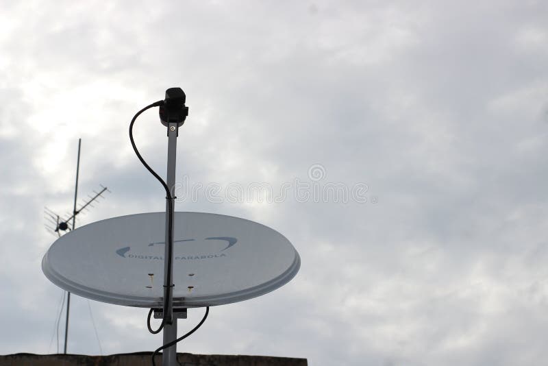 Digital TV Parabola with Cloudy Background in the Morning Editorial ...
