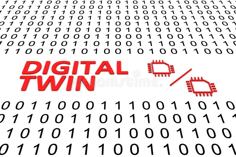 DIGITAL TWIN Concept Binary Code 3d Stock Illustration - Illustration ...