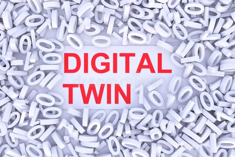 DIGITAL TWIN Concept Binary Code 3D Stock Illustration - Illustration ...