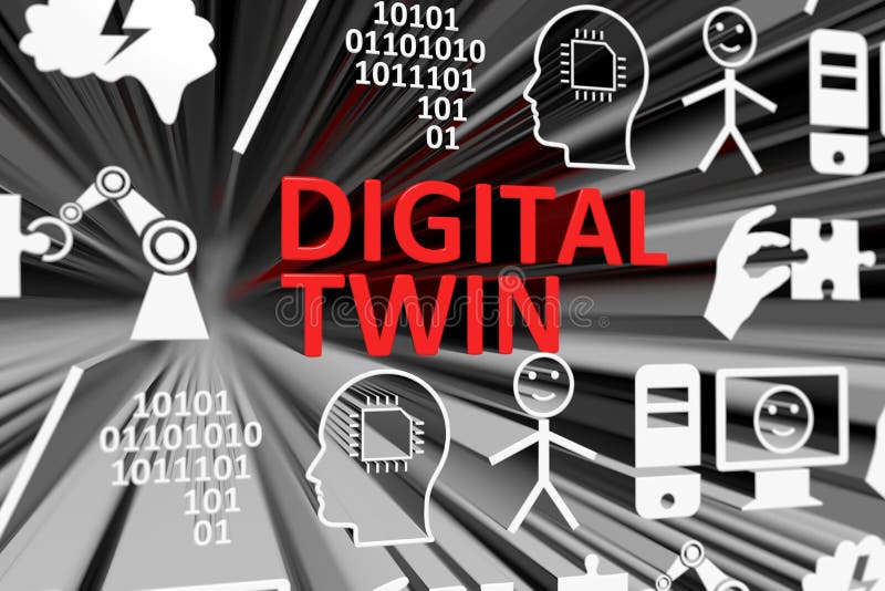 DIGITAL TWIN Concept Blurred Background Stock Illustration ... DIGITAL TWIN Concept Blurred Background Stock Illustration ...