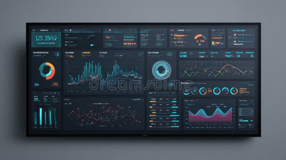 Digital Twin Dashboard Displaying Metrics and Analytics on Multiple Screens Stock Image - Image ...