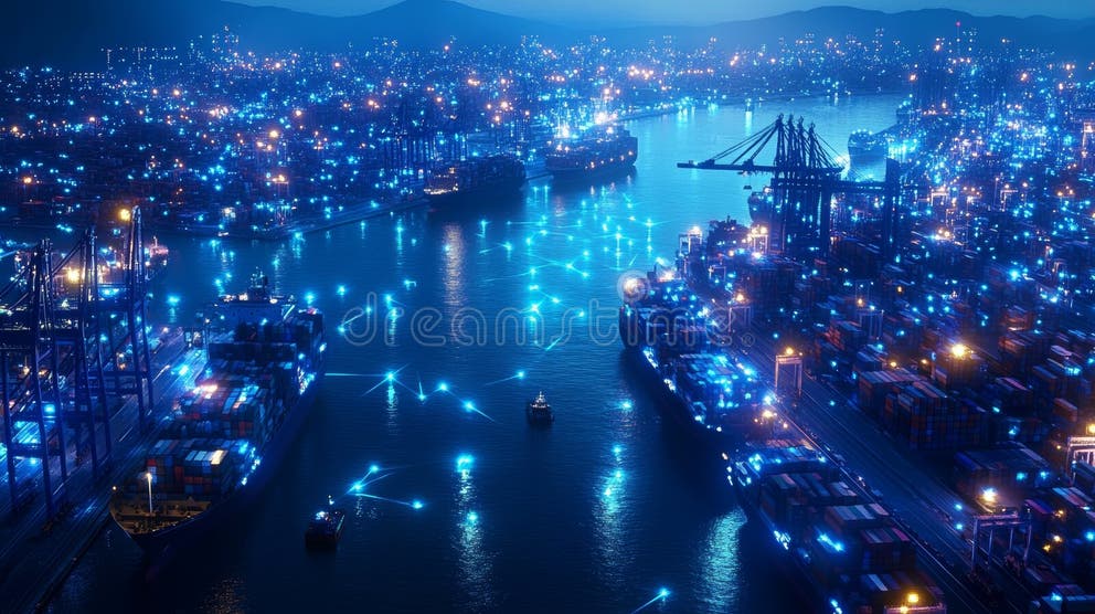 Digital Twin Port Enhancing Logistics and Ship Operations Stock Photo ...