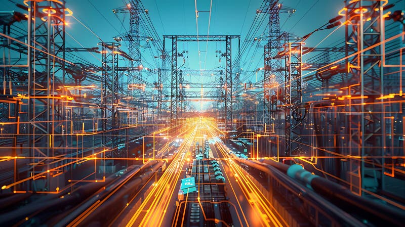 Digital Twin of a Power Grid Stock Illustration - Illustration of ...