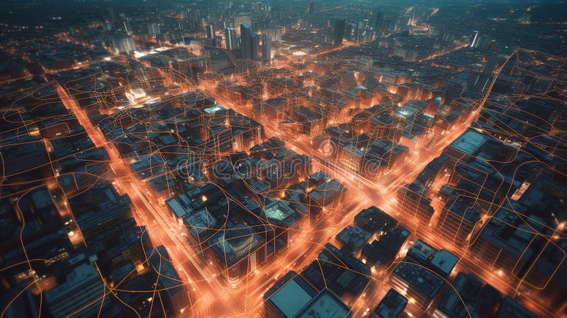 Digital Twin Simulation Powered by AI Stock Illustration - Illustration ...