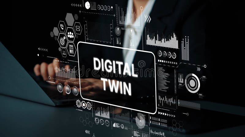 Digital Twin Technology Concept for Modern Business Solutions and Innovative Data Visualization ...