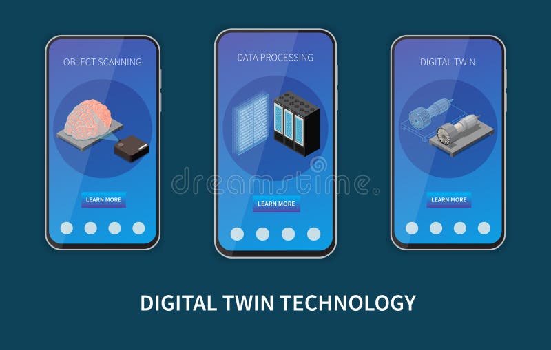 Digital Twin Technology Set Stock Vector - Illustration of system, interface: 251912811