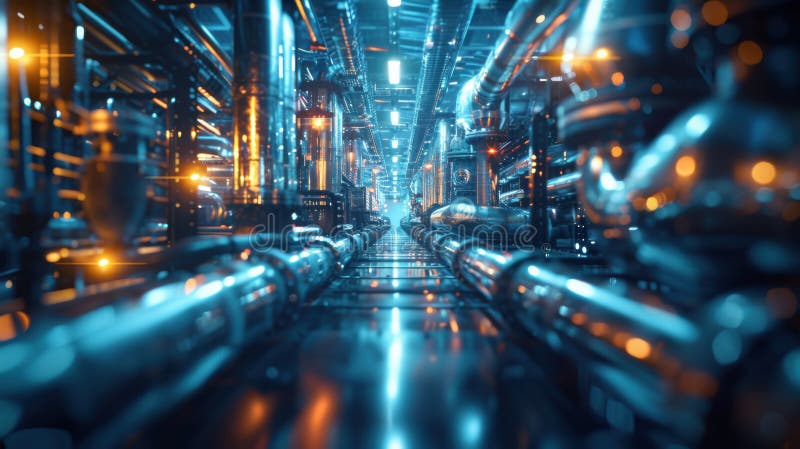 A Large Industrial Building with a Lot of Pipes and Wires Stock Image ...