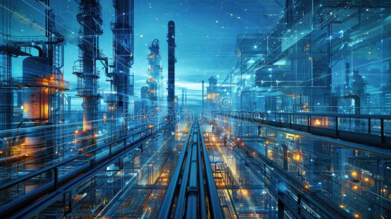 A Large Industrial Building with a Lot of Pipes and Wires Stock ...