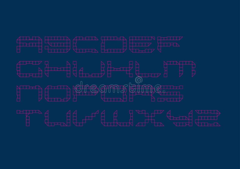 Digital Typeface Outlined stock vector. Illustration of contemporary ...