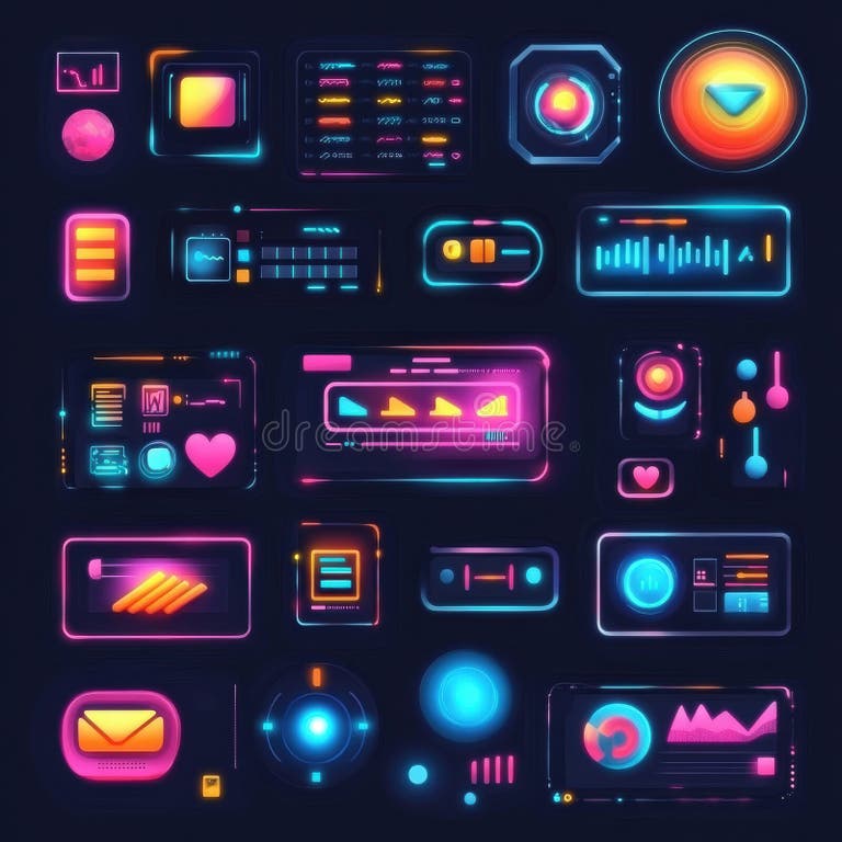 Digital UI Sticker Elements Feature Various Buttons, Cursors, Loading ...
