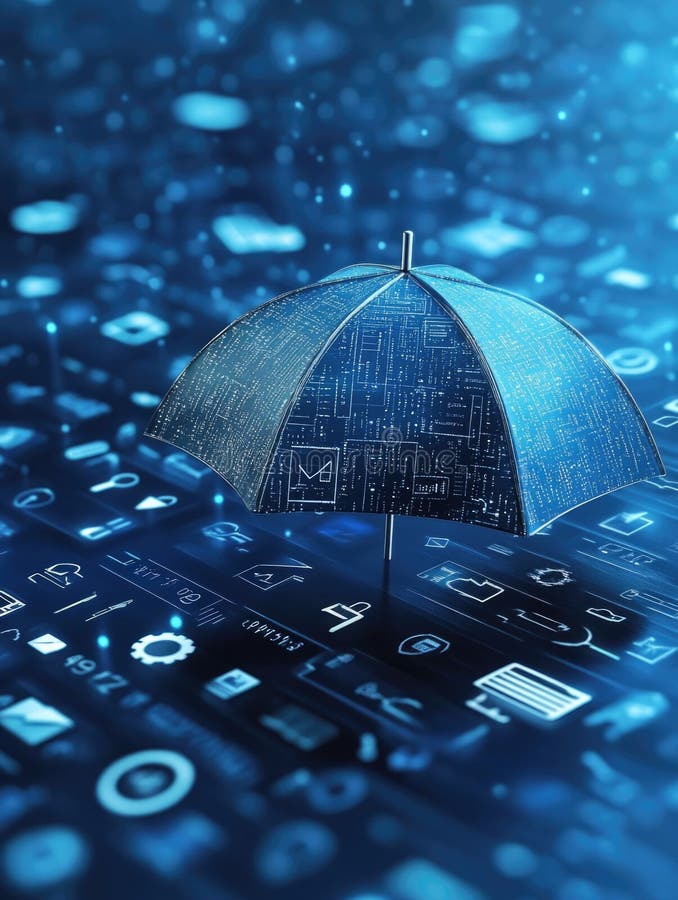 Digital Umbrella Protection Stock Image - Image of room, systems: 364111723