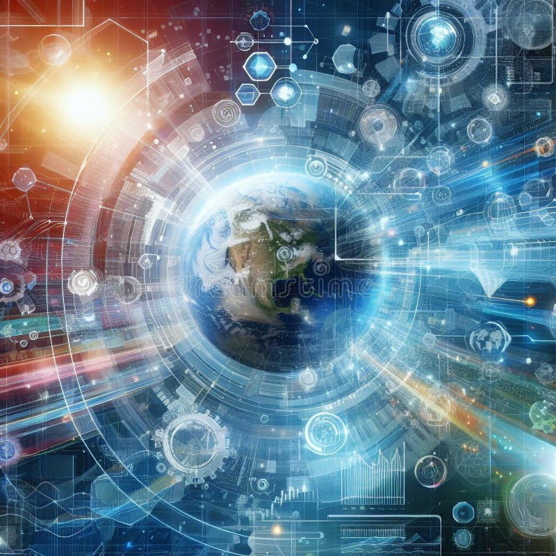 Digital Universe: Earth S Futuristic Interface Stock Illustration ...