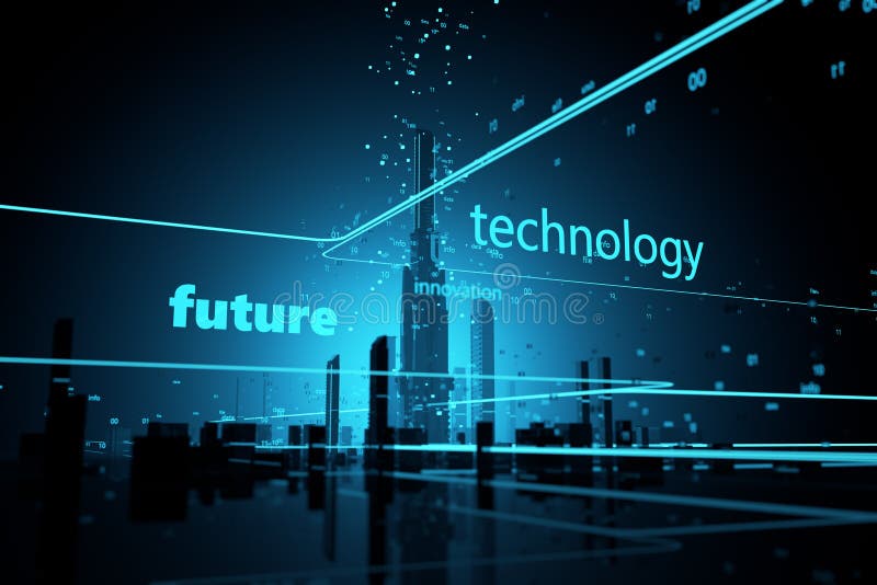 Digital Universe Futuristic Skyscrapers Stock Photo - Image of ...