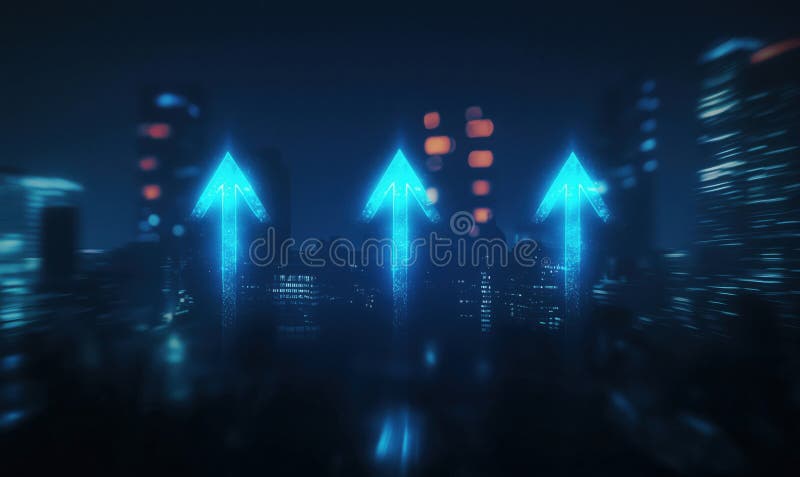 Digital Upward Arrows Symbolizing Growth and Progress in a Futuristic ...
