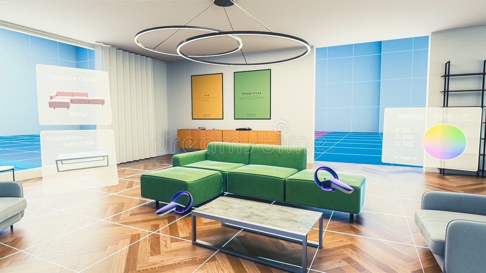 Digital User Interface of a Virtual Reality Interior Design Software ...