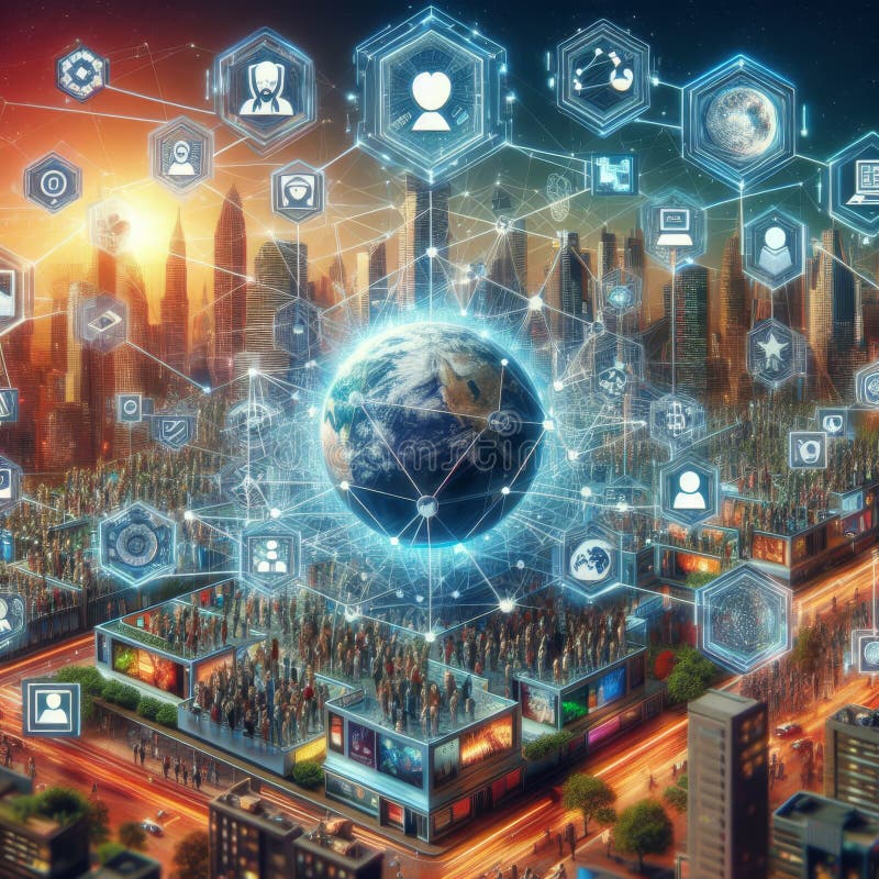 Digital Utopia: Earth S Networked Core Stock Photo - Image of tech ...