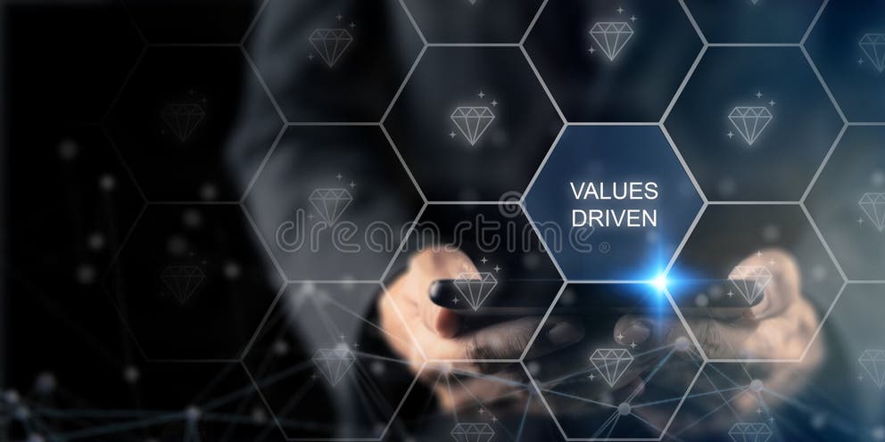 Digital Values Driven Business Concept. Using Tablet with Digital ...