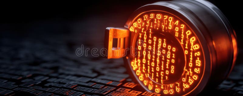 Digital Vault Encased in Glowing Neon Security Codes, Symbolizing Data ...