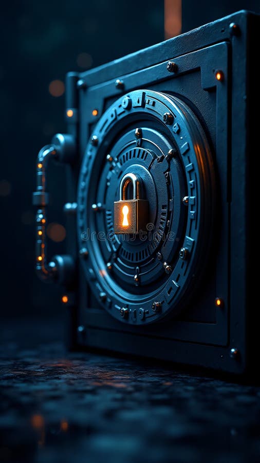 Digital Vault with Encryption Symbols Stock Image - Image of ...