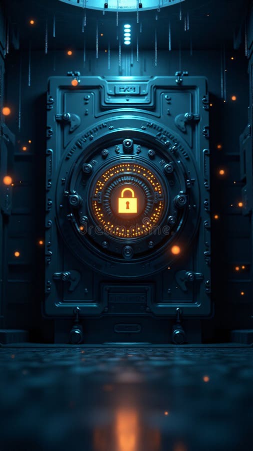 Digital Vault with Encryption Symbols Stock Photo - Image of finance ...