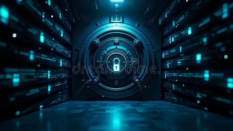 Digital Vault with Encryption Symbols Stock Image - Image of ...