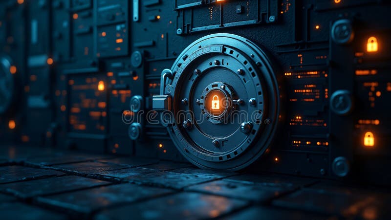 Digital Vault with Encryption Symbols Stock Image - Image of locks ...