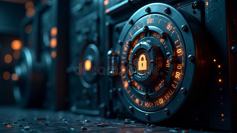 Digital Vault with Encryption Symbols Stock Photo - Image of digital ...