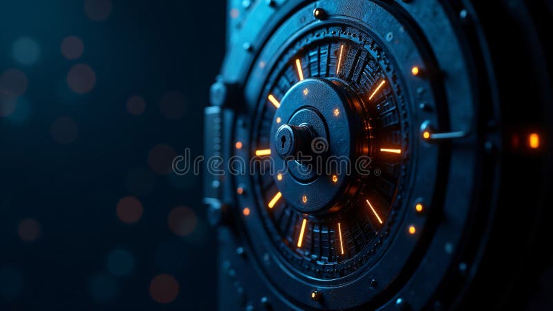 Digital Vault with Encryption Symbols Stock Photo - Image of darkness ...