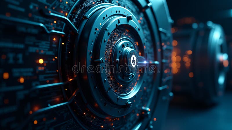 Digital Vault with Encryption Symbols Stock Photo - Image of ...