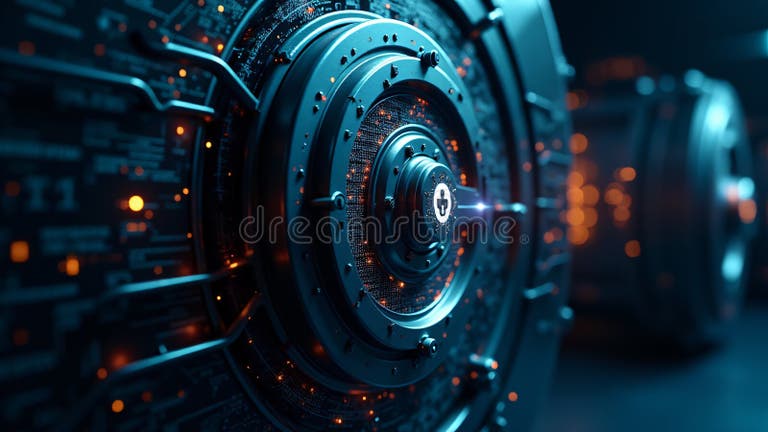 Digital Vault with Encryption Symbols Stock Photo - Image of ...