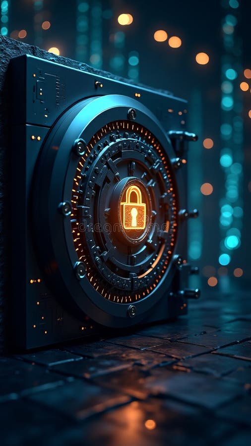 Digital Vault with Encryption Symbols Stock Image - Image of data ...
