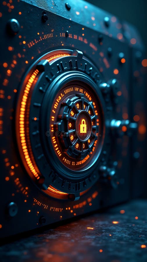 Digital Vault with Encryption Symbols Stock Photo - Image of blockchain ...