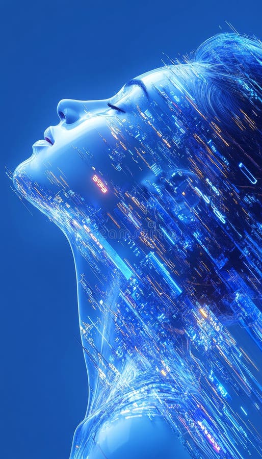 Digital Vector Art Stylized Human with Glowing Circuit Board, Vibrant ...