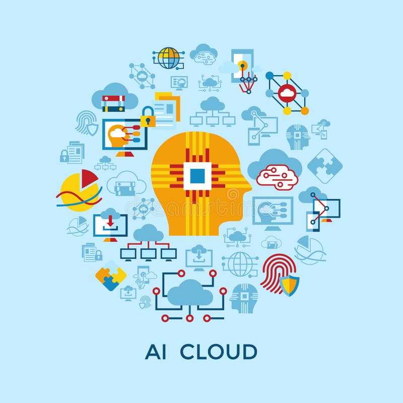 Digital Vector Artificial Intelligence Cloud Icon Stock Illustration ...