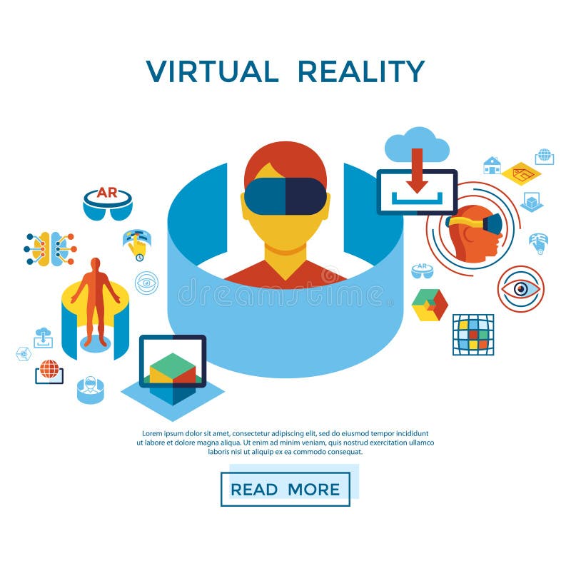 Augmented and Virtual Reality Icons Set Stock Illustration ...