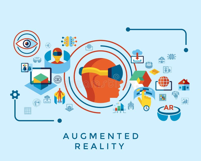 Augmented and Virtual Reality Icons Set Stock Illustration ...
