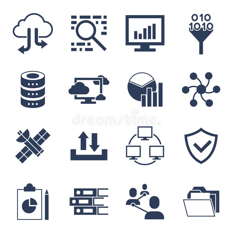 Digital Vector Big Data Icons Set Stock Illustration - Illustration of ...