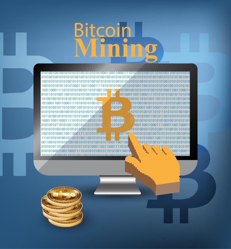 Digital Vector Bitcoin Mining Monitor Screen Vector Stock Vector ...