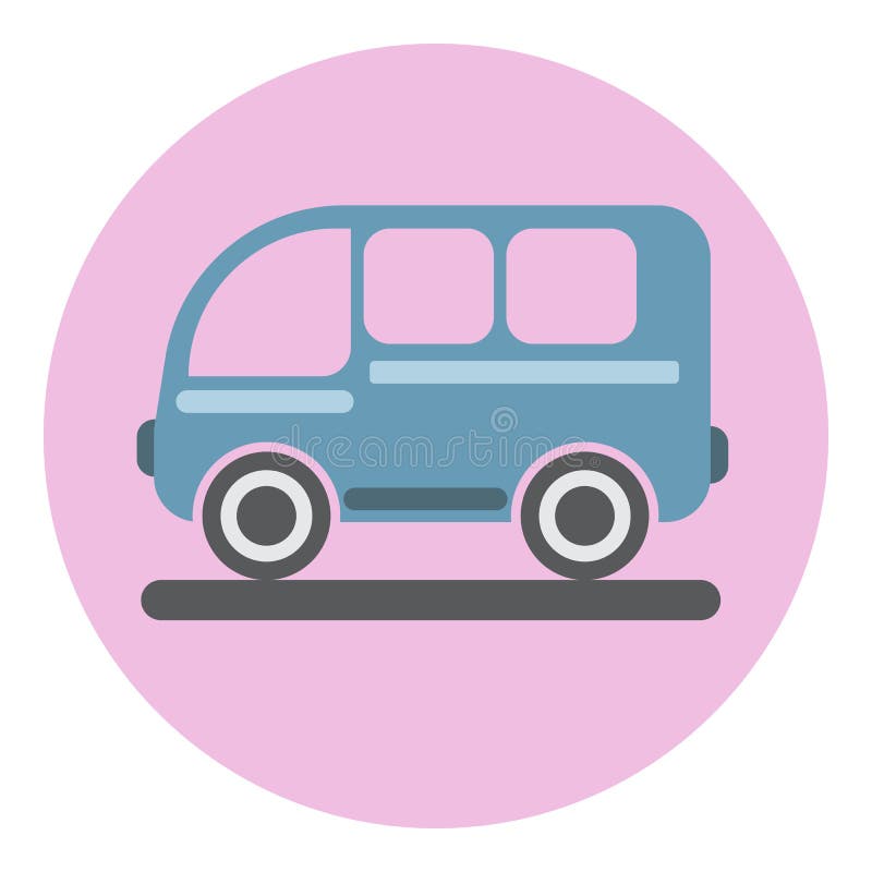 Digital Vector Blue Bus Icon on Pink Circle Stock Vector - Illustration ...