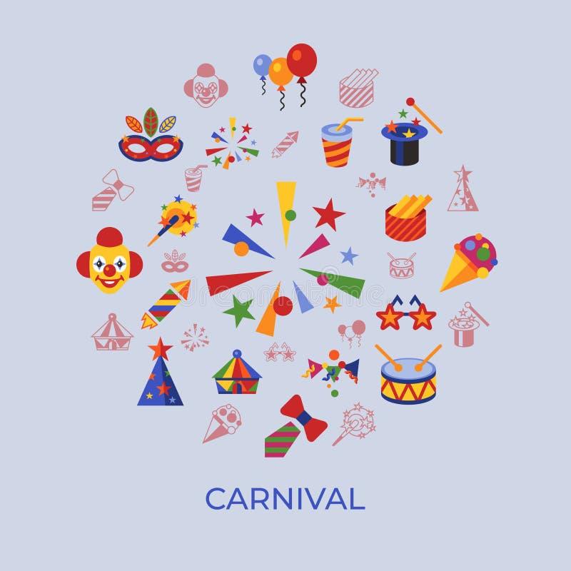 Digital Vector Carnival and Circus Simple Icons Stock Illustration ...