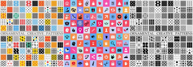 Digital Color Geometric Universal Patterns Stock Illustration ...