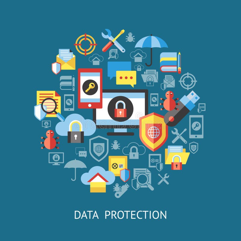 Digital Vector Data Protection Icon Set Stock Illustration ...