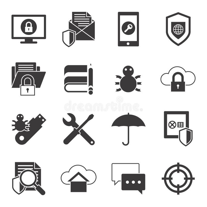 Digital Vector Data Protection Icon Set Stock Illustration ...