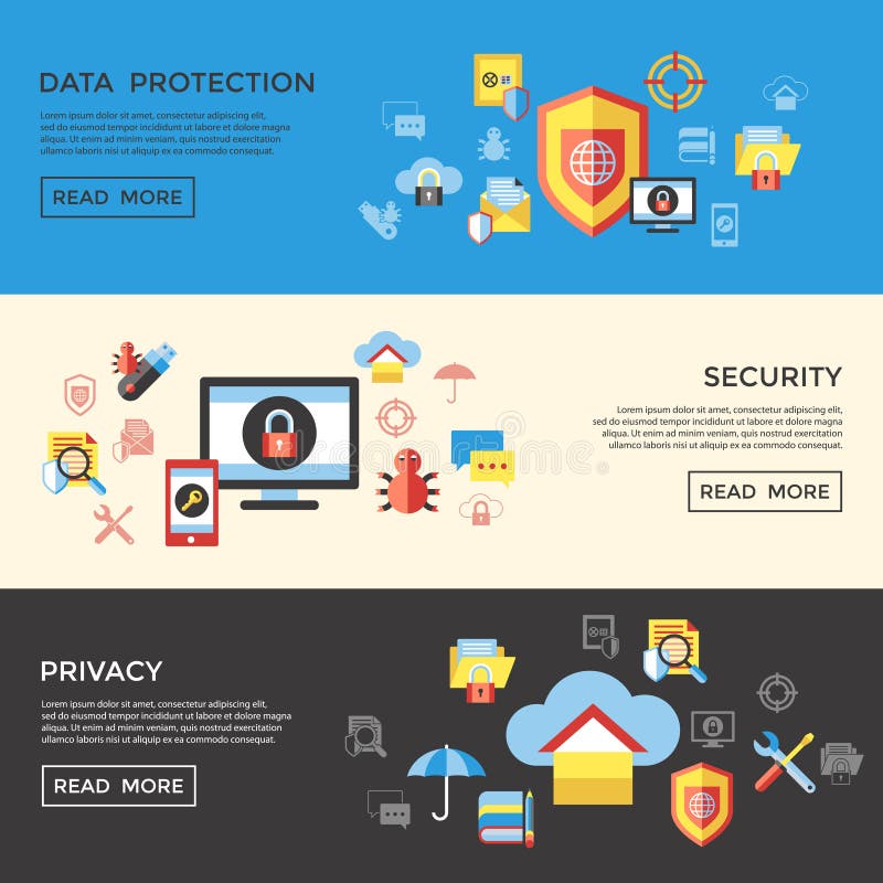Digital Vector Data Protection Icon Set Stock Illustration ...