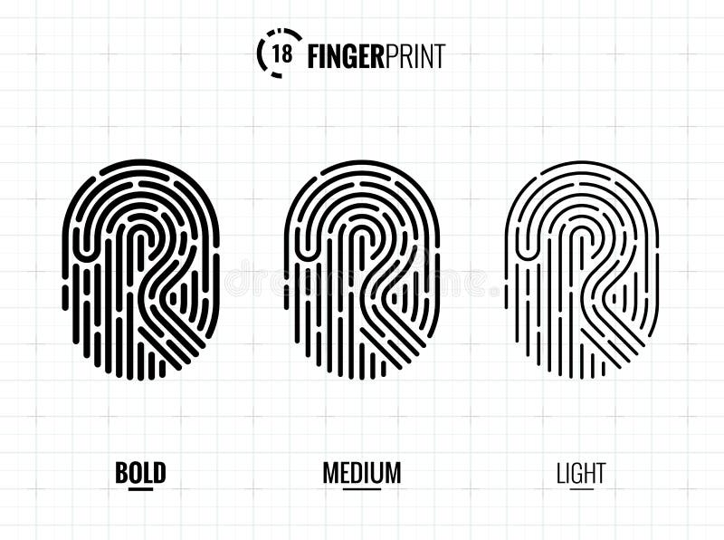 Fingerprint Scan Vector Icons Set Stock Vector - Illustration of ...