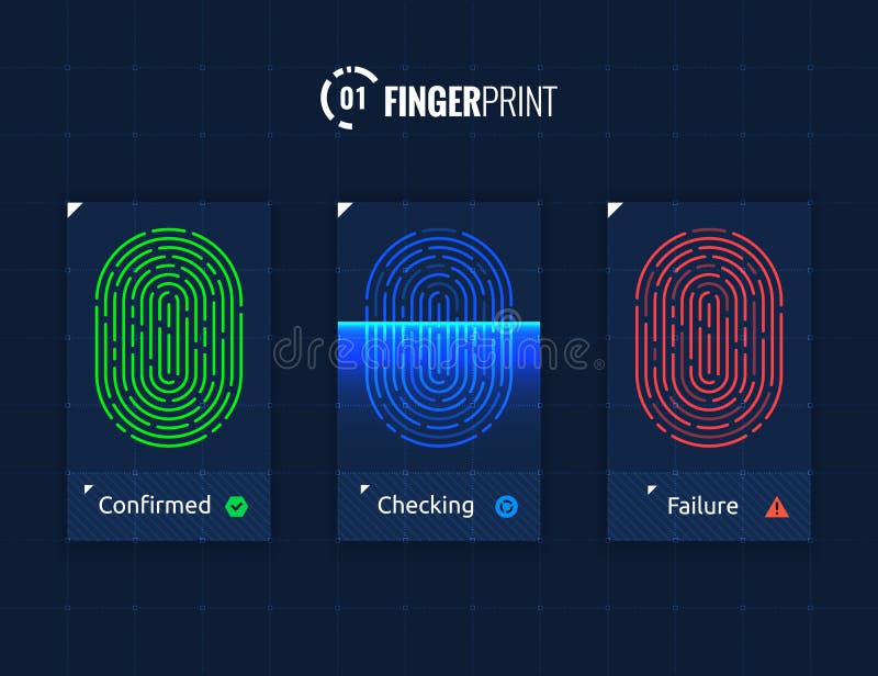 Fingerprint Scan Technology Icons Set Stock Vector - Illustration of ...