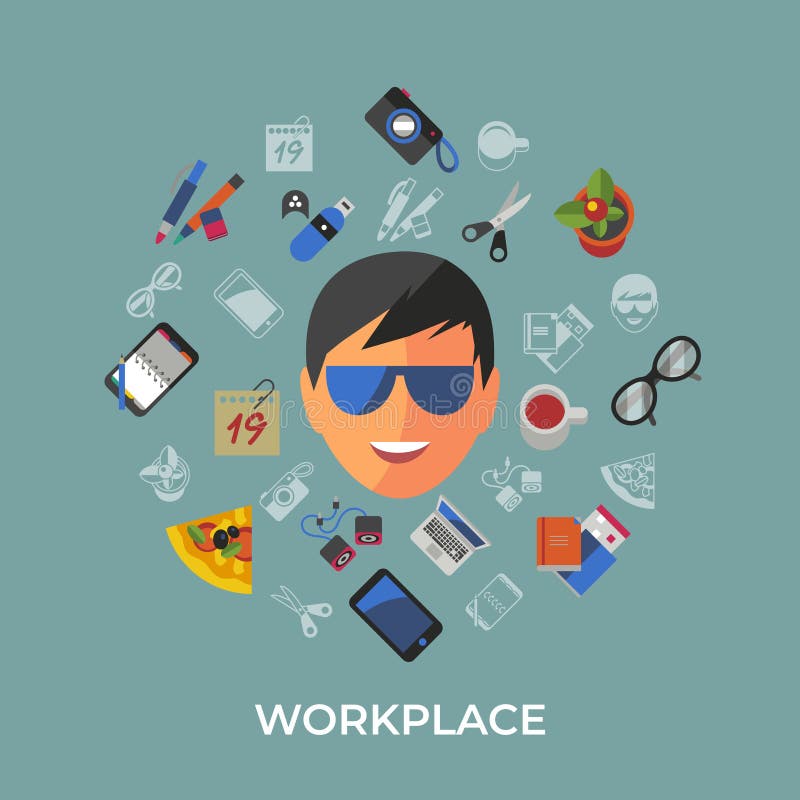 Digital Vector Freelance Workspace Icons Stock Illustration ...