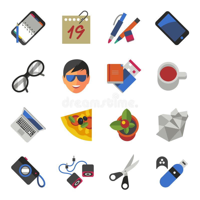 Digital Vector Freelance Workspace Icons Stock Illustration ...